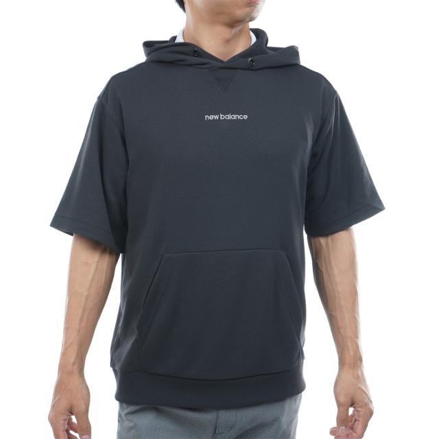 ニューバランス　New Balance　メランジ天竺裏ハニカム 5分袖プルオーバーフーディー