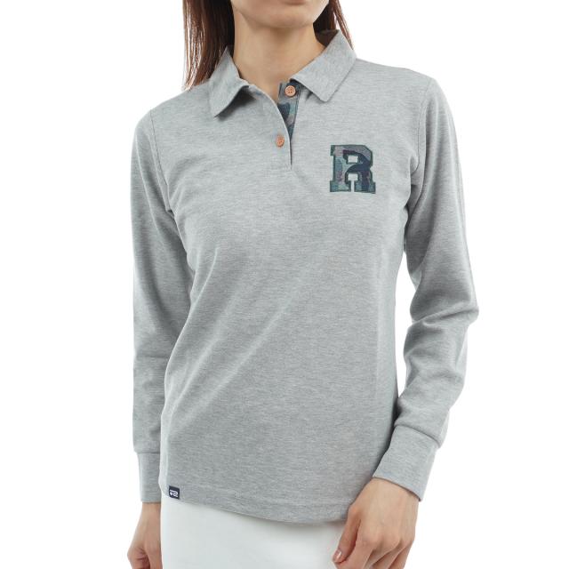 ロサーセン　ROSASEN　ストレッチ 鹿の子ダンボール ワッペン長袖ポロシャツ　レディス