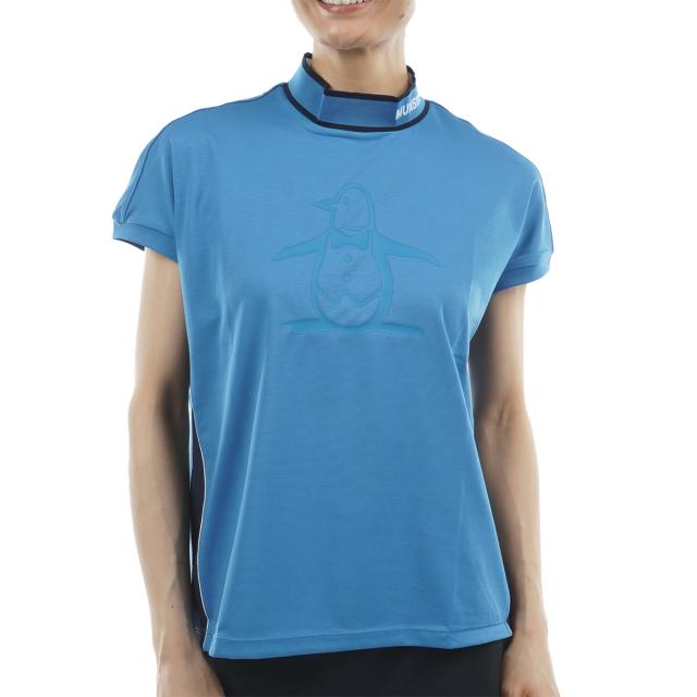 マンシングウェア　Munsingwear　Sunscreen NIR ストレッチ 4口ポンチモックネック半袖シャツ　レディス