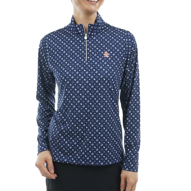 マンシングウェア　Munsingwear　Sunscreen NIR ストレッチ プリントハーフジップ長袖シャツ　レディス