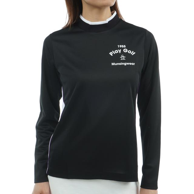 マンシングウェア　Munsingwear　Sunscreen NIR キシリトールプリントロゴグラフィック モックネック長袖シャツ　レディス