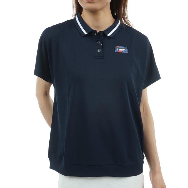 ルコックスポルティフ ゴルフ　Le coq sportif GOLF　ストレッチ ワイドシルエット バックプリント半袖ポロシャツ　レディス