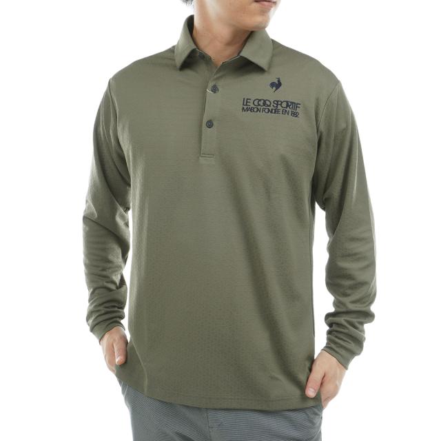 ルコックスポルティフ ゴルフ　Le coq sportif GOLF　ストレッチ トライアングルジャカード長袖ポロシャツ