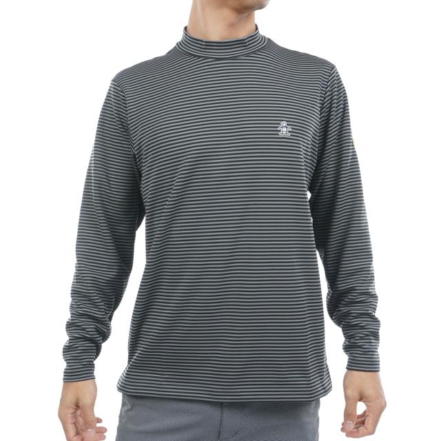 マンシングウェア　Munsingwear　ストレッチ ボーダーモックネック長袖シャツ