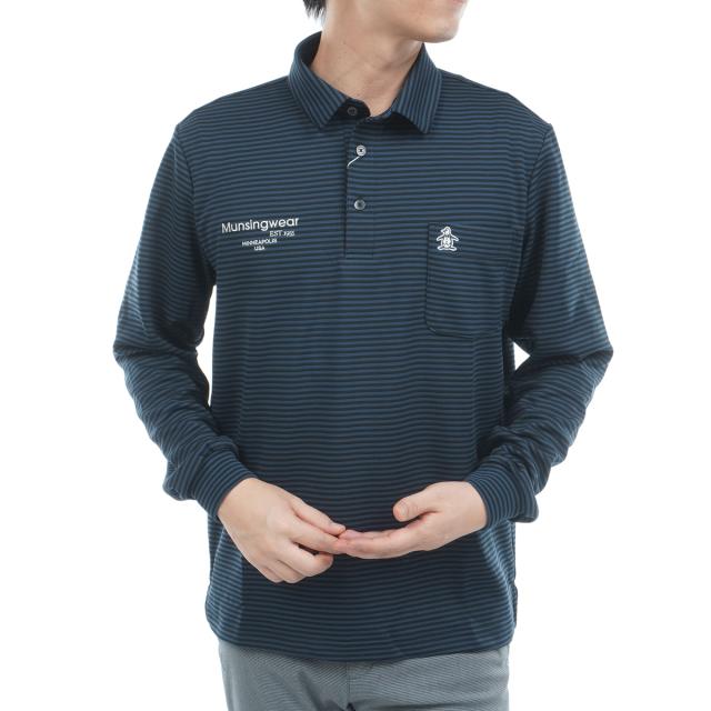 マンシングウェア Munsingwear ストレッチ ボーダー台衿付き長袖