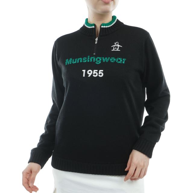 マンシングウェア　Munsingwear　ストレッチ 裏付き防風ハーフジップセーター　レディス