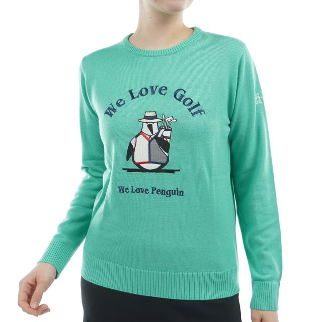 マンシングウェア　Munsingwear　アップリケ アーカイブペンギンロゴ クルーネックセーター　レディス