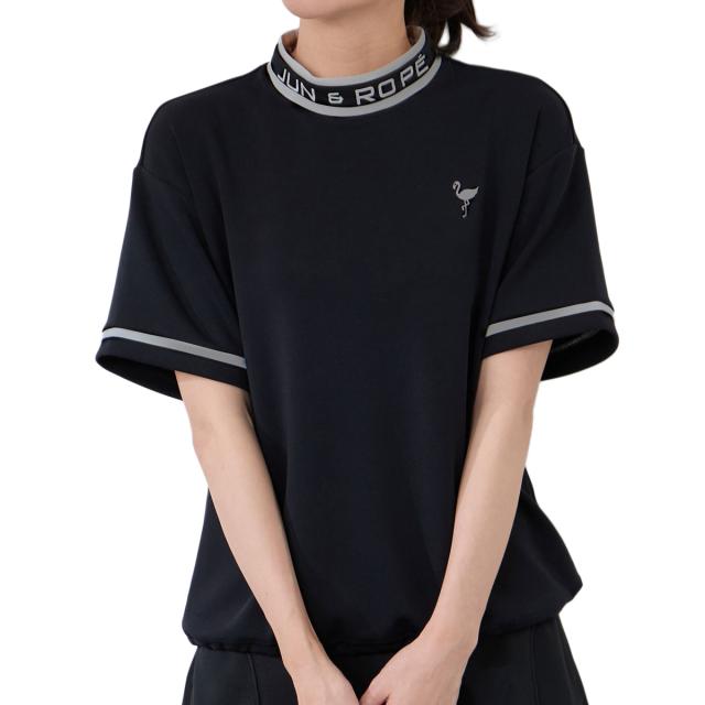 ジュン アンド ロペ　JUN & ROPE　ダンボールニット 5分袖配色プルオーバー　レディス