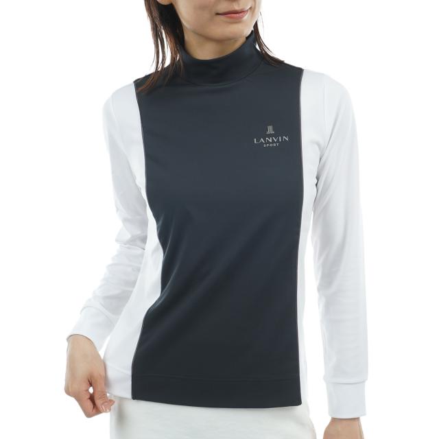 ランバン スポール　LANVIN SPORT　ストレッチ ブロッキングモックネック長袖シャツ　レディス