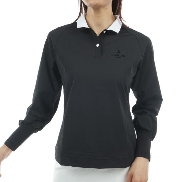 ランバン スポール　LANVIN SPORT　メッシュリブ襟長袖ポロシャツ　レディス