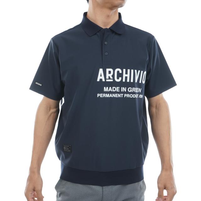 アルチビオ　archivio　ライン襟速乾ニット半袖ポロシャツ