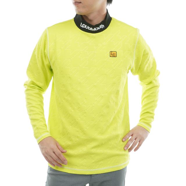 ラウドマウスゴルフ　Loud Mouth Golf　エンボス柄 モックネック長袖シャツ