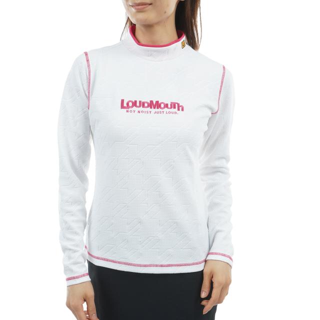 ラウドマウスゴルフ　Loud Mouth Golf　エンボス柄 モックネック長袖シャツ　レディス