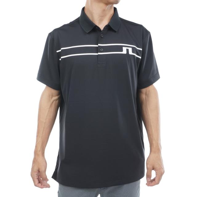 J.リンドバーグ　J.LINDEBERG　ストレッチ ストライプブリッジプリント半袖ポロシャツ