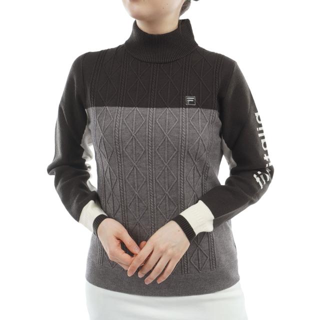 フィラ　FILA　軽量混紡ニット モックネックセーター　レディス フィラ FILA 軽量混紡ニット モックネックセーター レディス