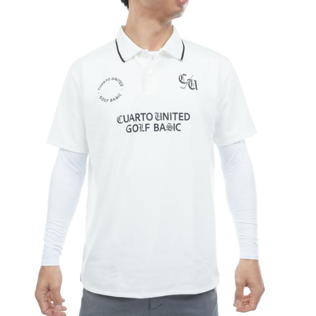 クアルトユナイテッド　CUARTO UNITED　長袖インナーシャツ付き ストレッチ ロゴ半袖ポロシャツ