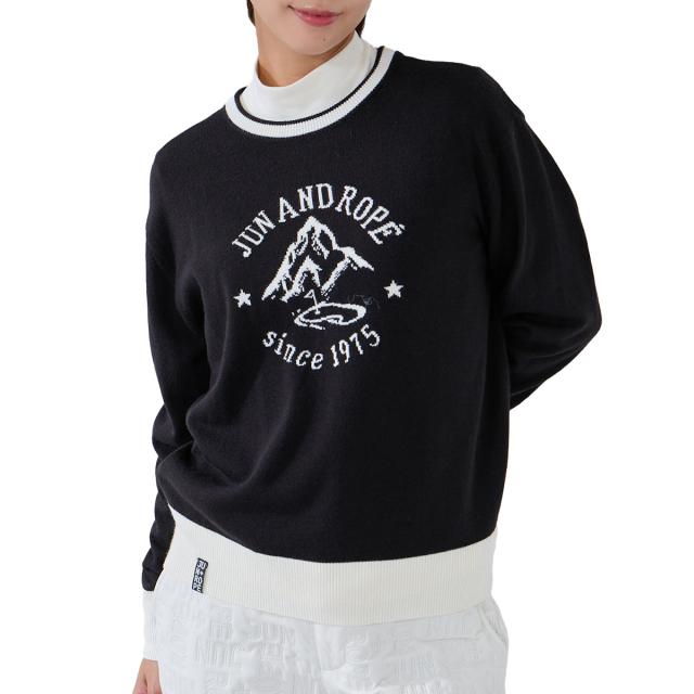 ジュン アンド ロペ　JUN & ROPE　マウンテン柄クルーネックセーター　レディス
