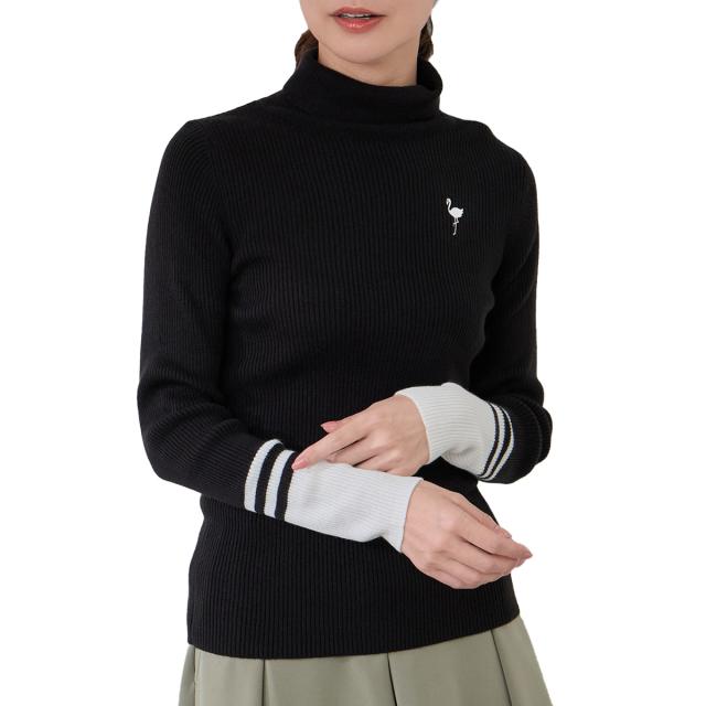 ジュン アンド ロペ　JUN & ROPE　バイカラー切替リブタートルネックセーター　レディス