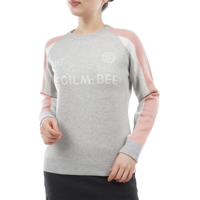 セシルマクビー グリーン　CECIL McBEE green　ストレッチ バイカラーセーター　レディス