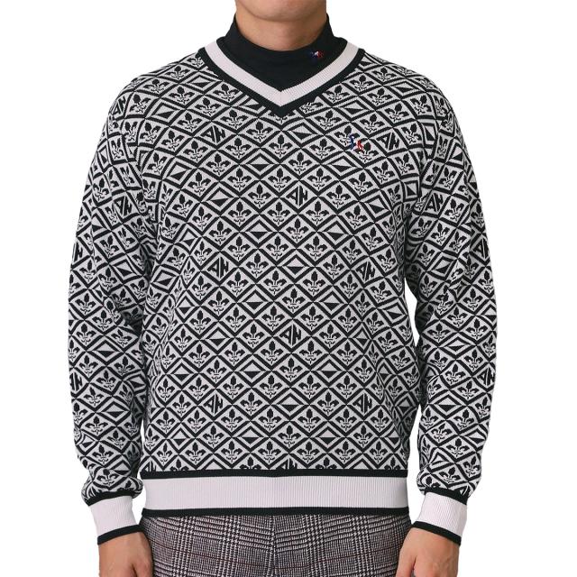 アダバットネイビー　ADABAT NAVY　フルールドリスVネックセーター