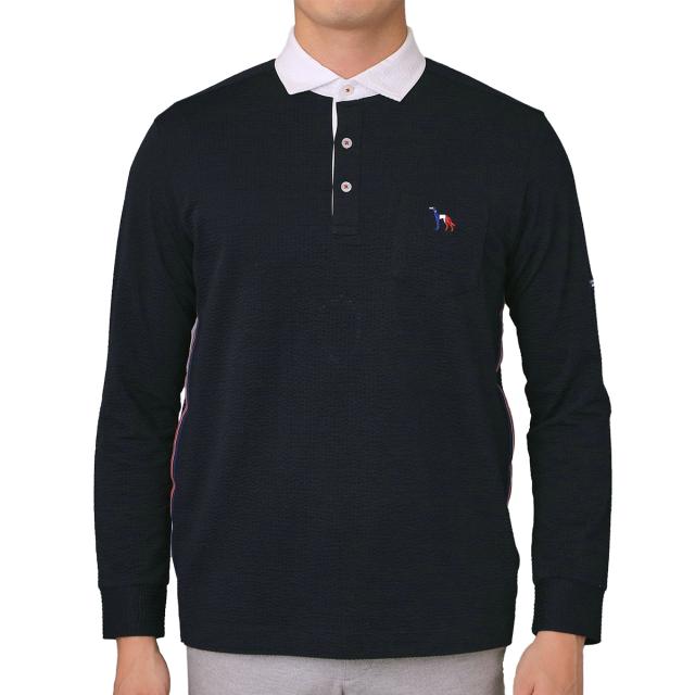 アダバットネイビー　ADABAT NAVY　吸水速乾 サッカーストライプ長袖ポロシャツ