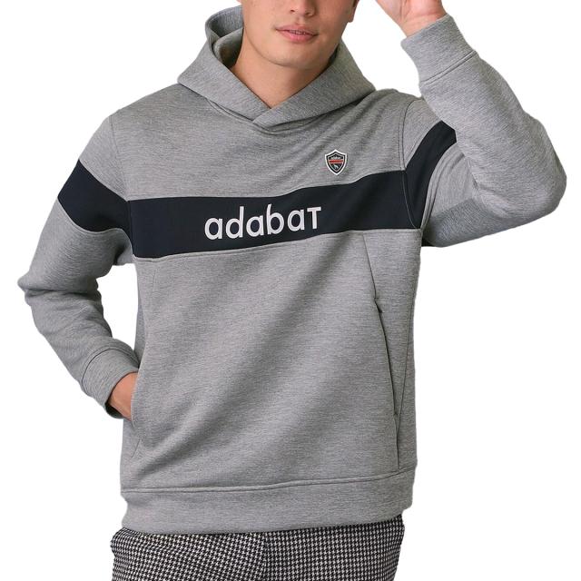 アダバットネイビー　ADABAT NAVY　ブロッキングラインロゴフーディー