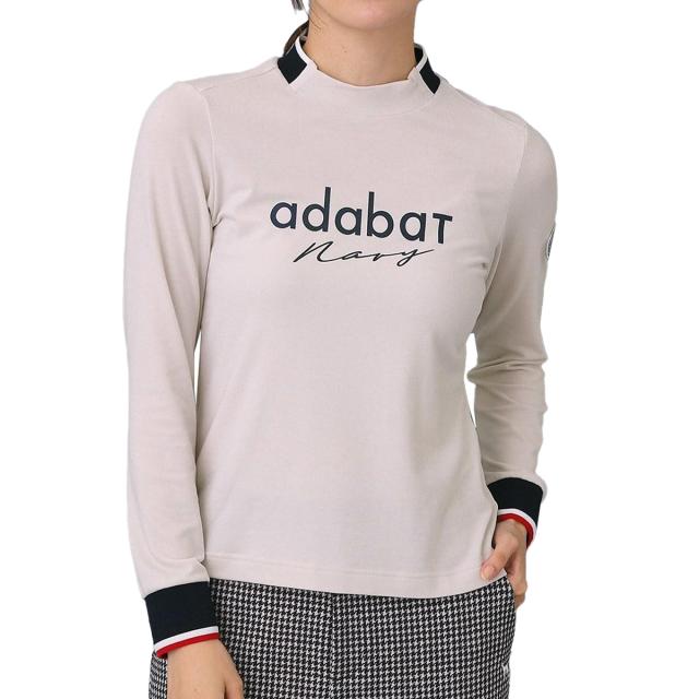 アダバットネイビー　ADABAT NAVY　ストレッチ 吸湿発熱 サーモスムースモック長袖Tシャツ　レディス