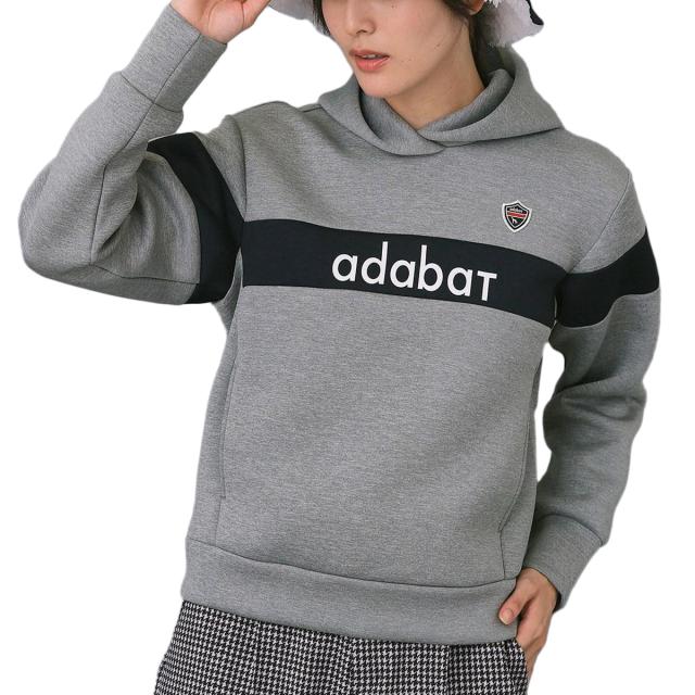 アダバットネイビー　ADABAT NAVY　裏起毛 ブロッキングラインロゴフーディー　レディス