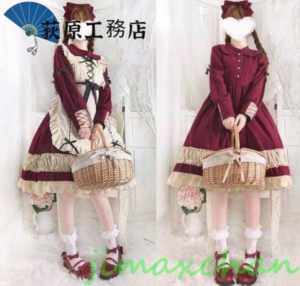 注目アイテム 店長イチオシ レビュー高評価 軽量仕様 Lolita系 OP 苺の庭 トップス ワンピース 長袖 萌え jsk ロリータ 今だけ ゴスロリ ロリータファッション 特価セール中