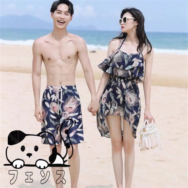 家中時間充実化 多機能デザイン カップル水着 在庫わずか ビキニ 花柄 夏ペアルック ワンピース 海パン 男女お揃いビーチウェア サーフパンツ ショートパンツ レディース メンズ 収納便利 水着セット SNS話題 即納対応中