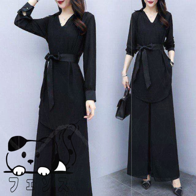 売れ筋アイテム 毎日使える便利品 袖あり 新登場 3L 4L かっこいいパンツドレス 黒 パンツ レビュー高評価 大きいサイズ ウエストリボン 今だけ セットアップ パーティードレス 結婚式 パンツスタイル 20 送料無料実施中