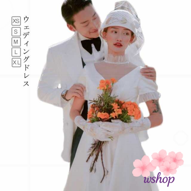 在庫限りの大特価 毎日使える便利品 ウエディングドレス ワンピース 話題商品 Aライン レビュー高評価 シンプル ウェディングドレス 【wshop】ドレス 今だけ ミモレ丈 結婚式 パフスリーブ プリーツ ミモレ フェミニン パフスリーブワンピース 送料無料実施中