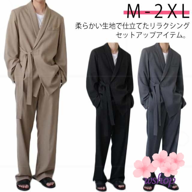 売れ筋アイテム ギフトにも最適 韓国 【wshop】ゆったり 売上急増中 新登場 カジュアルスーツ セットアップ 秋 秋服 送料無料 テーラードジャケット ドルマンスリーブ ファッション オーバーサイズ 大きいサイズ 秋冬 メンズ ワイドパンツ 送料無料実施中