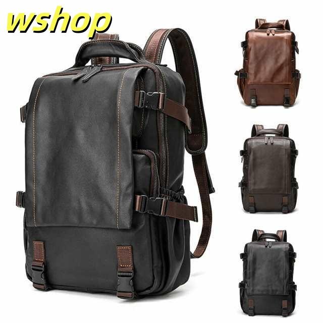 レビュー高評価商品 多機能デザイン 【wshop レザー ランキング常連 リュックサック 軽量仕様 通学 本革 送料無料 通勤 カジュアル アウトドア ビジネスバッグ 自転車リュック 】リュック ディパック 学生 バックパック 高校生 おしゃれ 14インチPC メンズ 数量限定入荷