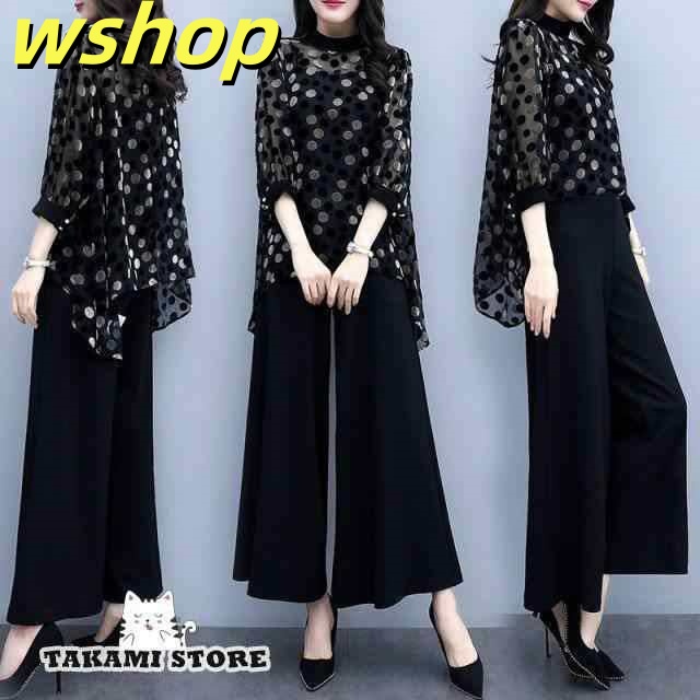 季節限定アイテム 多機能デザイン 【wshop ドレス 結婚式 在庫わずか 袖あり 黒 ランキング常連 話題商品 ワイドパンツ お呼ばれ 大 体型カバー パンツ セットアップ 長袖 韓国 ゆったり パーティードレス 】パンツドレス 数量限定入荷