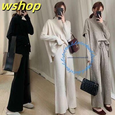 秋の新作特集 毎日使える便利品 売上急増中 3点セット ハイネック 黒 ニット 冬 白 ホワイト グレー セーター 【wshop スーツ ウエストゴム エレガント レディース 軽量仕様 長袖 】セットアップ パンツ ブラック 秋 在庫わずか 春 ベスト 数量限定入荷