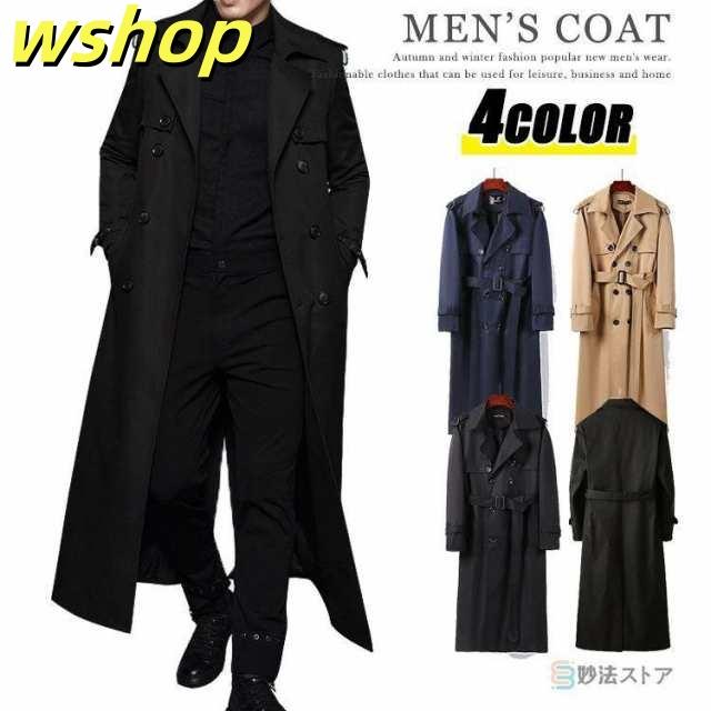 家中時間充実化 多機能デザイン チェスターコート 即納OK 膝下丈 ダスターコート SNS話題 【wshop 超ロングコート 春物 】トレンチコート 在庫わずか 秋物 秋冬 アウター スプリングコート ダブルコート ロングコート メンズ 超 春服 送料無料実施中
