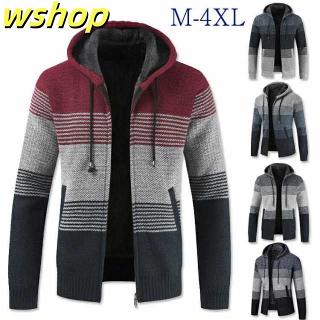 在庫限りの大特価 毎日使える便利品 フード付き 】【Ｍ-4XL】ニットセーター パーカー 長袖 軽量仕様 コート ファッション ざっくり セーター 【wshop 暖かい 開襟 ファスナー メンズ ランキング常連 トップス シンプル ニット 前開き 在庫わずか 数量限定入荷