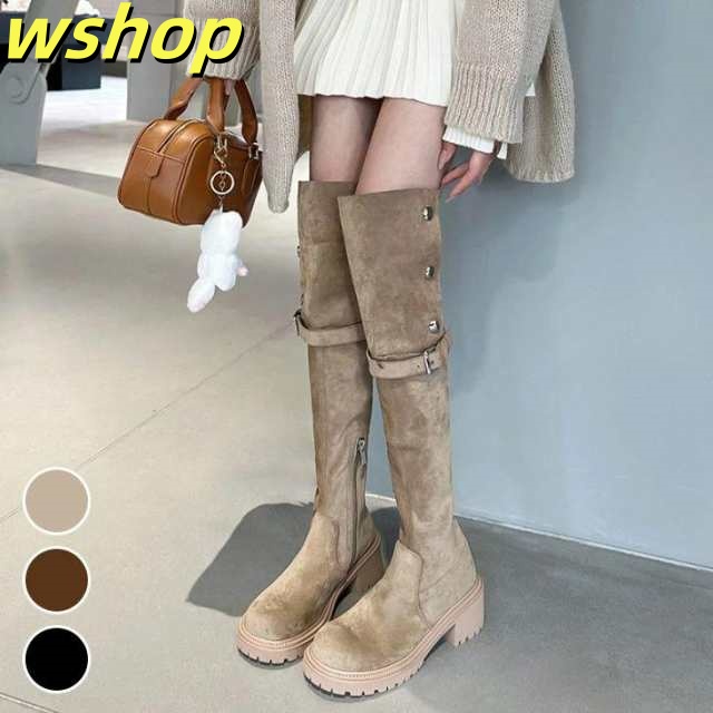 生活快適特集 毎日使える便利品 脚長効果 プチプラ おすすめ 】二?ハイブーツ 大人カジュアル スエード調 可愛い おしゃれ 美脚 SNS話題 送料無料 【wshop トレンド 新登場 2WAY レディース 細見え 人気 太ヒール ロング 韓国ファ 送料無料実施中