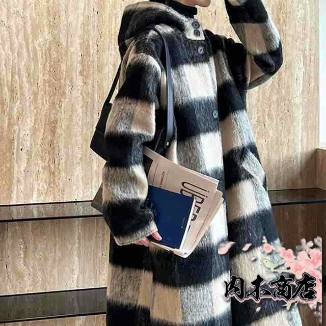 レディース OL通勤 通学 防寒 ダッフルコート ウール ロングコート チェック ロング アウター フード付き コート 韓国ファッション 春 秋 冬 厚手 暖かい あったか ウールコート 大きいサイズ ゆったり カジュアル きれいめ 上品 フォーマル 事務