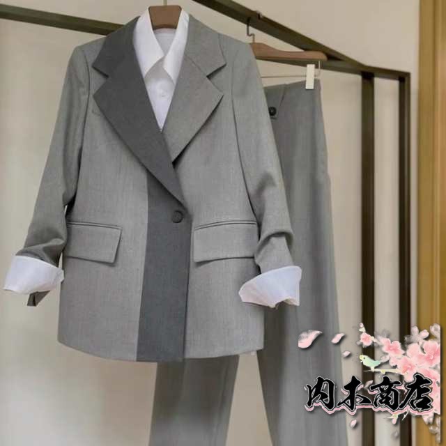 レビュー高評価商品 レビュー高評価 話題商品 多機能デザイン 長袖 ジャケット フォーマル 2点セット かっ グレー 大人可愛い ワイドパンツ ビッグシルエット セットアップ パンツ 個性的 切替 スーツ 即納対応中 送料無料 冬物 冬の新生活応援