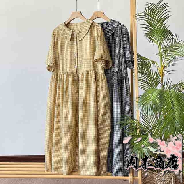 ランキング常連 レディース 秋の新作特集 品質安心 40代 Aライン 50代 ギンガムチェック柄 夏 春 綿 半袖 ロング丈 きれいめ 収納便利 ベルスリーブ 在庫わずか 襟付き 春夏 ワンピース 即納対応中