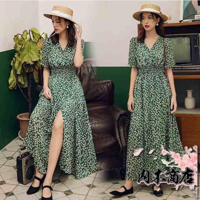 レビュー高評価 人気急上昇 レディース 在庫限りの大特価 毎日使える便利品 40代 30代 今だけ Vネック ワンピース キレイめ 花柄シ ロングフレアスカートひざ下 オシャレ 春夏半袖ワンピース マキシワンピース お買い得プライス