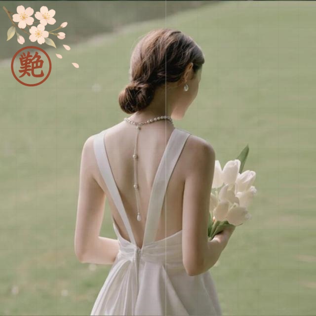 トレーン付き 背中空き 結婚式 海外挙式 披露宴 ドレス 発表会 ワンピース 花嫁 演奏会 ロング  ロング丈 ウェディングドレス ファスナータイプ ノースリーブ ライン ウエディングドレス