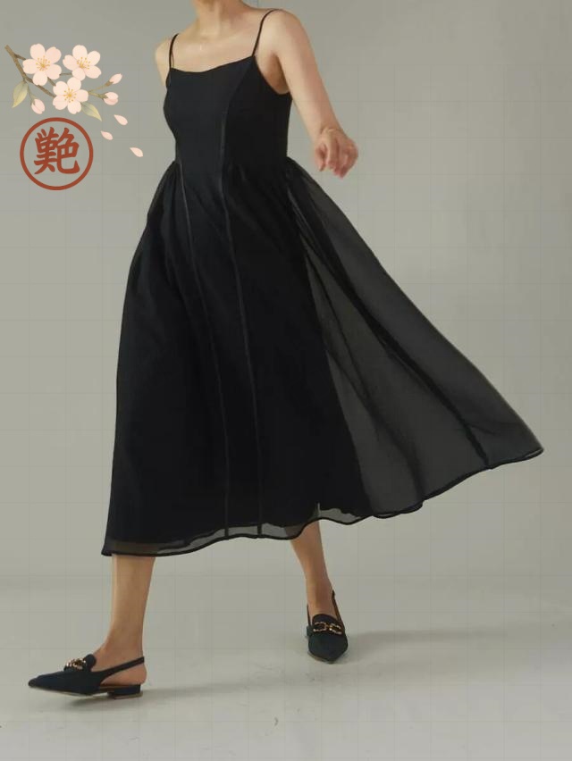 結婚式 無地 キャミソールラップドレス ワンピース 上品 ロングワンピース 二次会 イベンド オーガンジー ボリュームキャミワンピース パーティー レデイースドレス おしゃれ