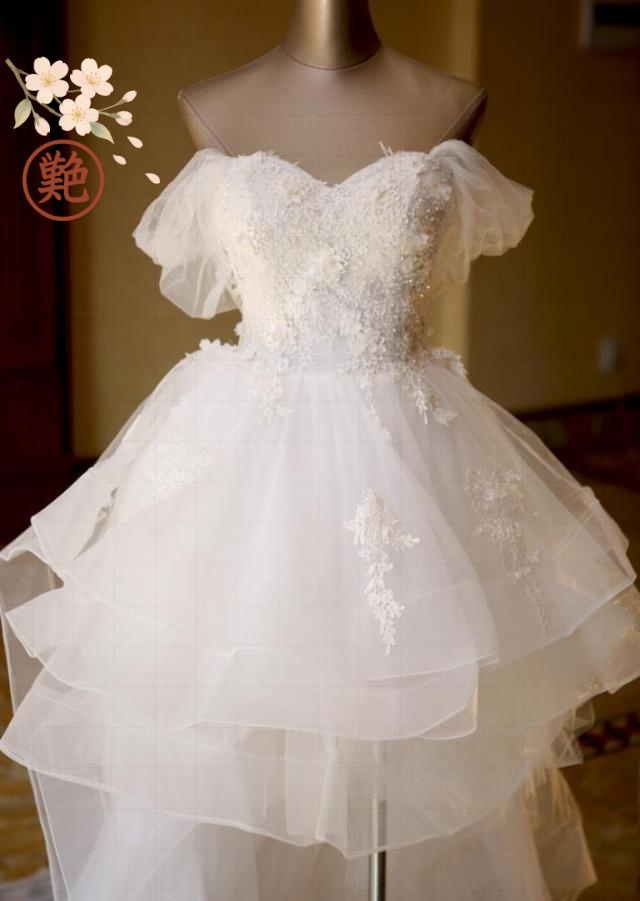 白足長効果 二次会 結婚式花嫁 -3 演奏会 パーティードレス お嫁さん 発表会 披露宴刺繍 レディースウェディングドレスカラードレス