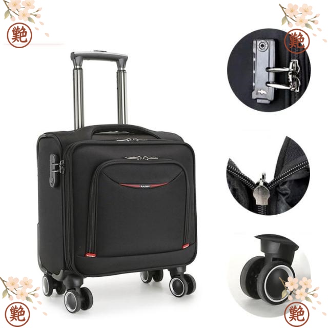 フロントオープン スーツケース 布製 小型 スーツケース ssサイズ sサイズ 拡張可能 防水加工 ソフト 軽量 丈夫 キャリーケース TSAロック ビジネス キャリーバッグ 機内持込 旅行用 出張 ビジネス 小型スーツケース 静音 小型 TSAロック付 ブラック 黒
