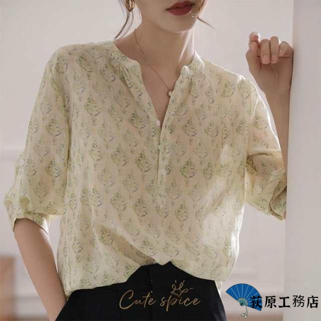 生活応援企画 店長イチオシ レビュー高評価 話題商品 レディース 通勤 春夏 花柄シャツ vネックブラウス ブラウス 大人 きれいめ 韓国風 トップス 上品 30代 半袖 40代 着痩せ 50代 早い者勝ち 送料無料