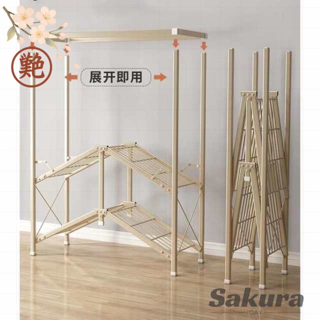 シンプル折りたたみ式 ハンガーラック 幅と高さを調整できる伸縮タイプ 押し入れ 棚付き クローゼット 突っ張り固定 衣服収納 ワードローブ