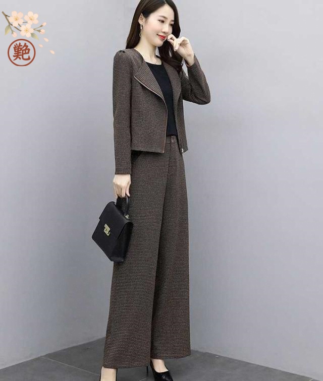 レディースファッション 代 ツーピース 代 きれいめ   セットアップ 韓国ファッション 格子柄 代 代 チェック柄 代 春 大きいサイズ 秋冬  ツーウェイスーツ